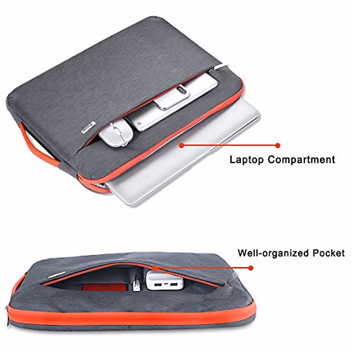 Voova Laptop Sleeve Case 11 11.6 12 Inch, 360° Protective Computer Cover Bag Compatible with Surface Pro X/8/7/6/5, Surface Laptop Go 3/2, MacBook Air 11, Hp Acer Asus Samsung Chromebook Tablet, Grey