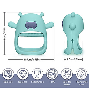 Towwi Teething Toys for Babies 0-6 Months Never Drop Hippo Teething Toys for Babies 6-12 Months Infants, Baby Chew Toys for Sucking Needs, Hand Pacifiers Baby Toys 6 to 12 Months