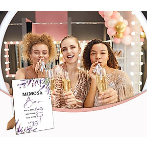 Lavender Purple Bridal Shower Mimosa Bar Sign, Table Decor Bridal Shower Sign, Pack of 1 Wooden Tabletop Sign with Stand, Bridal Shower Decorations, Wedding Shower Supplies - XG06