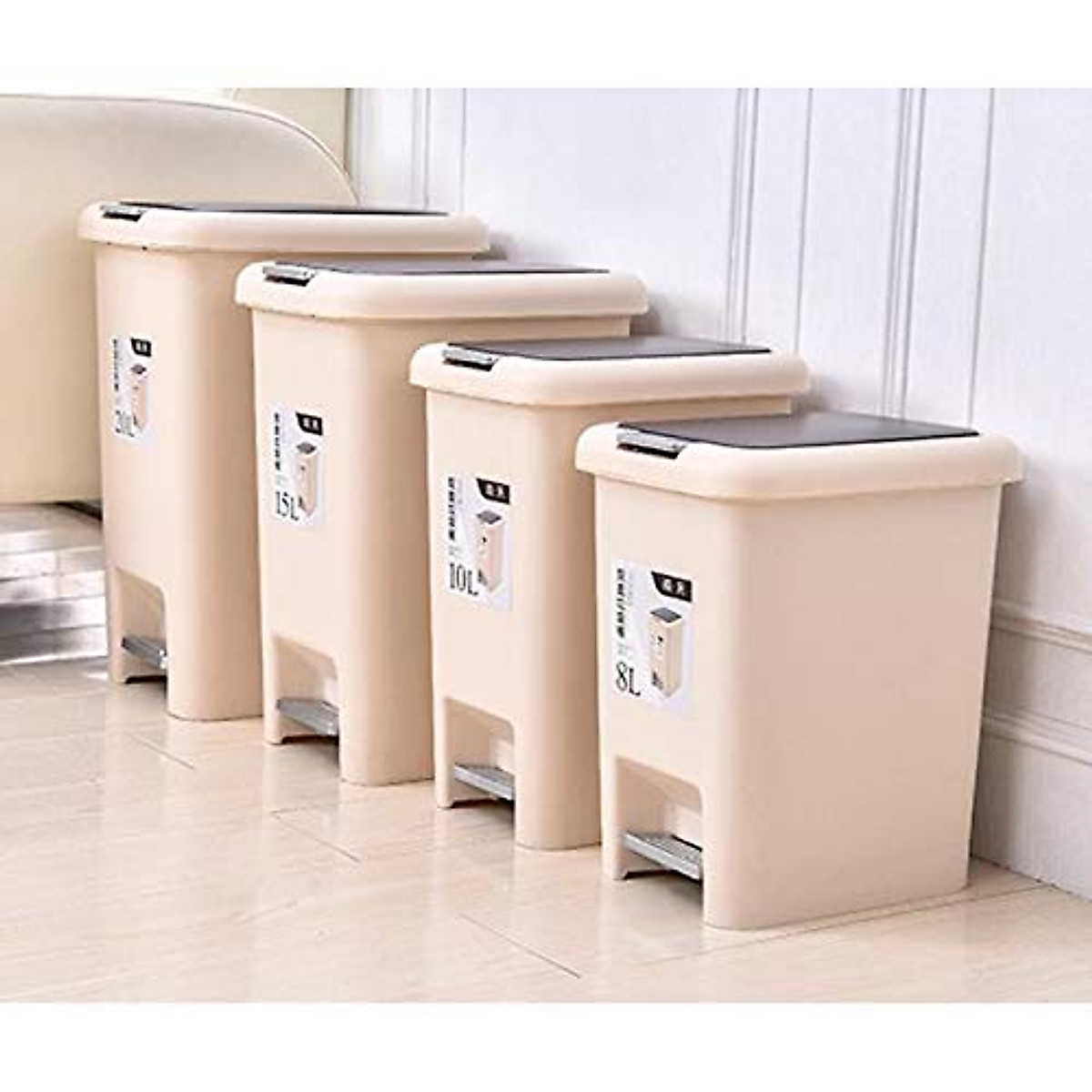 Daliuing Modern Mini Wastebasket Slowly Drop The Color of Mute Foot-Operated Trash can Garbage Can with Lid for Kitchens, Home Offices, Kids Rooms