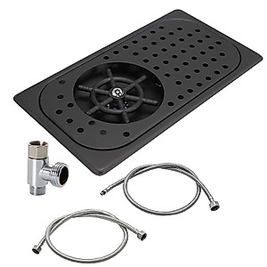 DIBTSA Pitcher Rinser, Espresso Rinser, Drain and Drip Tray, Stainless Steel Bar Glass Rinser for Sink, Cup Washer Spray Rinser for Home Kitchen Hotel Cafe Restaurant (12.8 x 6.9 x 0.9 inch,Black)