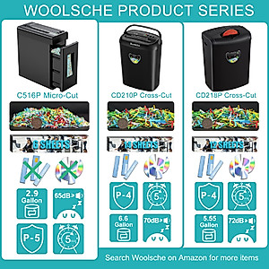 Paper Shredder, 6-Sheet Micro Cut with 2.9 Gallons Bin, P-6 High Security Level, 5 Munites Non-Stop Working Time, Compact Design Pull Out Basket with Jam Proof System for Home Office Use