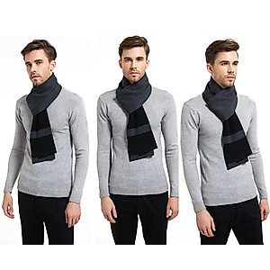 LanHong Men Winter Cashmere Scarf Wool Soft Warm Knitted Casual Scarves for Men