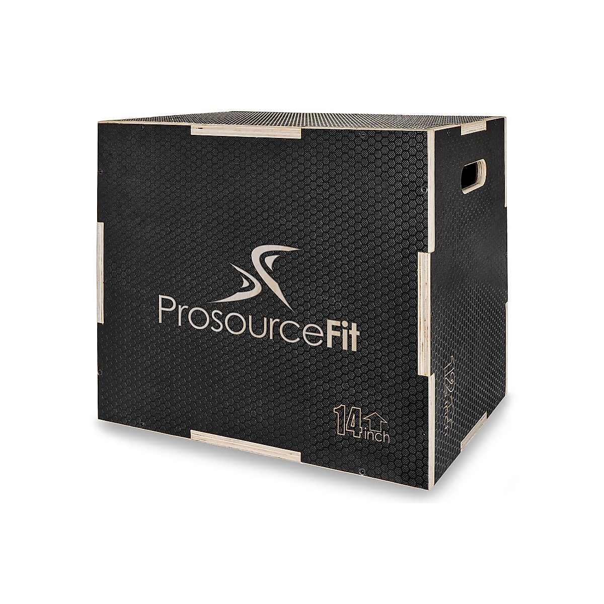 ProsourceFit 3-in-1 Wood Power Grip Non-Slip Plyometric Jump Box for Cross Training, Agility and Plyo Training, Black, 16L x 12W x 14H