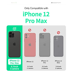 GOOSPERY for iPhone 12 Pro Max 6.7"(2020) Card Holder Wallet Case, Easy Magnetic Door Closure Protective Dual Layer Bumper Sturdy Phone Back Cover with Hidden Mirror - Purple