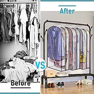 MISSLO 10" Gusseted All Clear Garment Bags for Hanging Clothes 40" Suit Bags for Closet Storage Hanging Clothes Storage Bags for Shirts, Coats, Dresses, 3 Packs