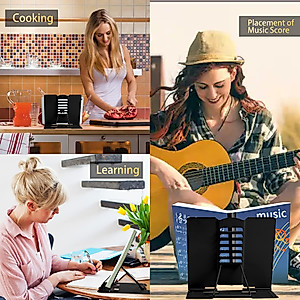 Metal Book Stand Book Holder Book Stand for Reading Adjustable Book Holder for Reading (Full Black)