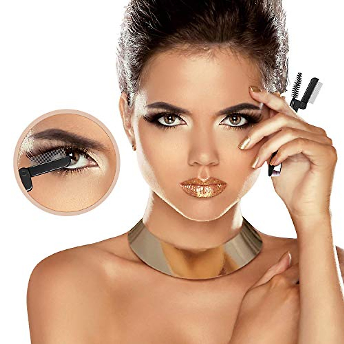 Folding Eyebrow Comb Eyelash Separator Eyebrow Eyelash Grooming Brush for Making Up Supplies (Style A, 4 Pieces)