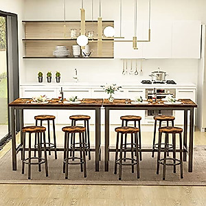 AWQM Bar Table and Chairs Set Industrial Counter Height Pub Table with 4 Chairs Bar Table Set 5 Pieces Dining Table Set Home Kitchen Breakfast Table, Rustic Brown