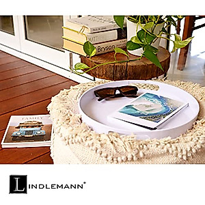 LINDLEMANN Serving Tray - Large Round Melamine White - Strong & Sturdy w/Built-in Handles for Easy Handling - Beautiful Gloss Finish, Elegant & Classy, Easter & Mothers' Day Gift (White,13.5 inches)