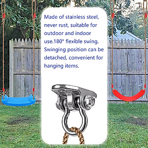 2 sets of stainless steel swing hanger, 180° swivel swing hook, 1500 lb load-bearing wooden concrete playground hammock, yoga hammock, ropes, slings, porch swing
