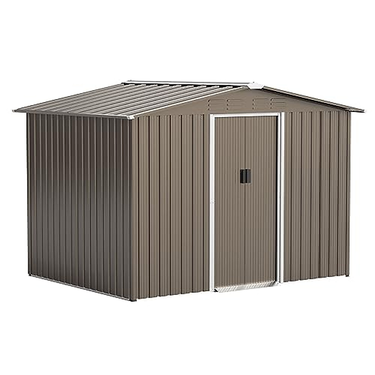 RTDTD 8FT x 6FT Outdoor Storage Shed, Waterproof, Lockable Door Metal Tool Shed with Sliding Door and Air Vents, Storage House for Gardening Tools, Metal Storage Shed for Garden, Backyard, Lawn