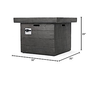 Christopher Knight Home Dakota Magnesium Oxide Square Gas Fire Pit, Grey