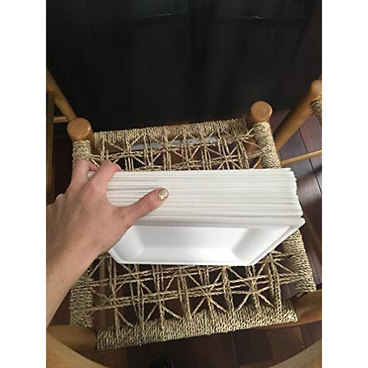 Susty Party 10-Inch Compostable Square Plates (50-Count), Sugarcane Heavy Duty Disposable Biodegradable Plate for Dinner, White