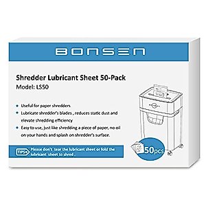 BONSEN Paper Shredder Sharpening & Lubricant Sheets-Pack of 50