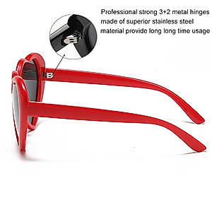 Armear Women Fashion Oversized Heart Sunglasses Retro Lady Girl Cute Love Shaped Large Plastic Eyeglasses Red