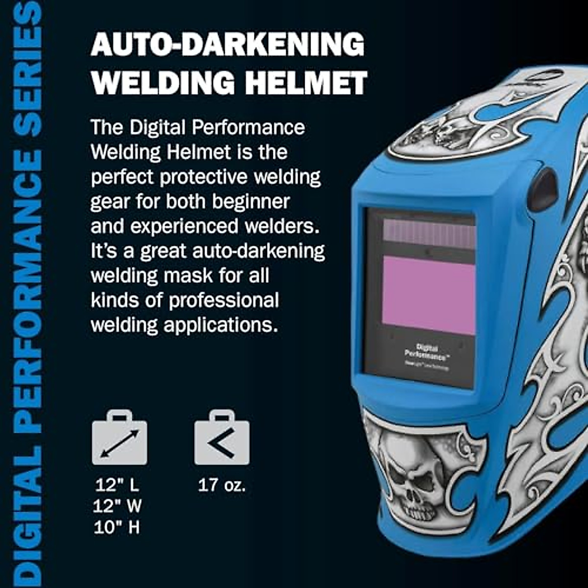 Miller 289808 Digital Performance Welding Helmet (Crusher) - Auto-Darkening Welding Helmet with Clearlight 2.0 Technology - Lightweight Welding Hood - Welding Mask Head Protection Gear