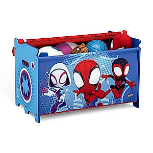 Delta Children - Marvel Spidey and His Amazing Friends 4-Piece Toddler Room-in-a-Box Set – Includes Sleep and Play Toddler Bed, Table, 1 Chair and Toy Box, Blue/Red