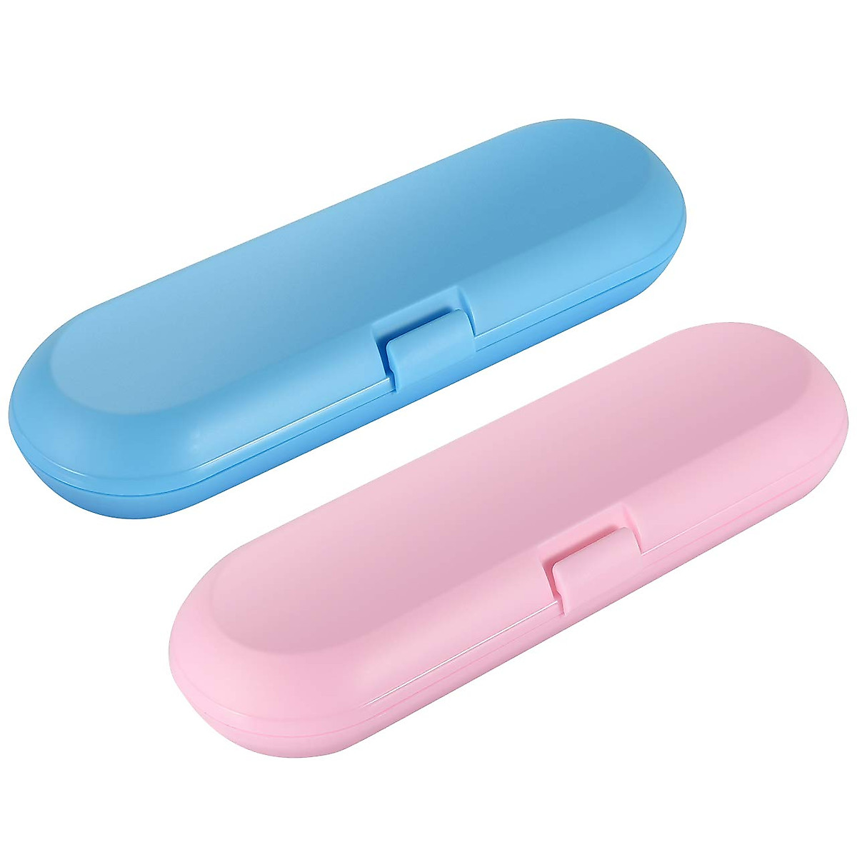 CM 2 Pcs Plastic Travel Case Toothbrush Carrying Case Holder Container Compatible with Oral B Pro, Sonicare and Other Electric Toothbrush (Blue & Pink)