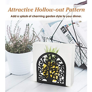 Nuovoware Napkin Holder, Standing Napkin Holder for Tables, Tree & Bird Design Table Napkin Holder, Metal Tabletop Paper Napkin Organizer, Tissue Dispenser for Kitchen Dining - Black