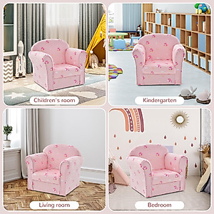 INFANS Kids Sofa, Toddler Armchair Chair with Sturdy Wood Construction Cartoon Pattern, Upholstered Children Armrest Couch for Nursery Kindergarten Playroom Preschool, Gift for Boys Girls