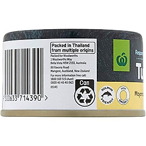 Woolworths Tuna Mayonnaise And Corn 95G - Responsibly caught tuna without use of fish aggregating devices. No artificial colours, flavours or preservatives.