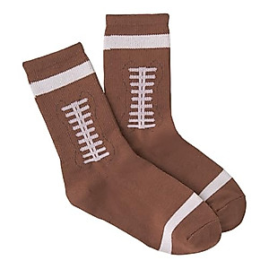 K. Bell Socks unisex child Football Crew Casual Sock, Brown, Shoe Size 11-14 US