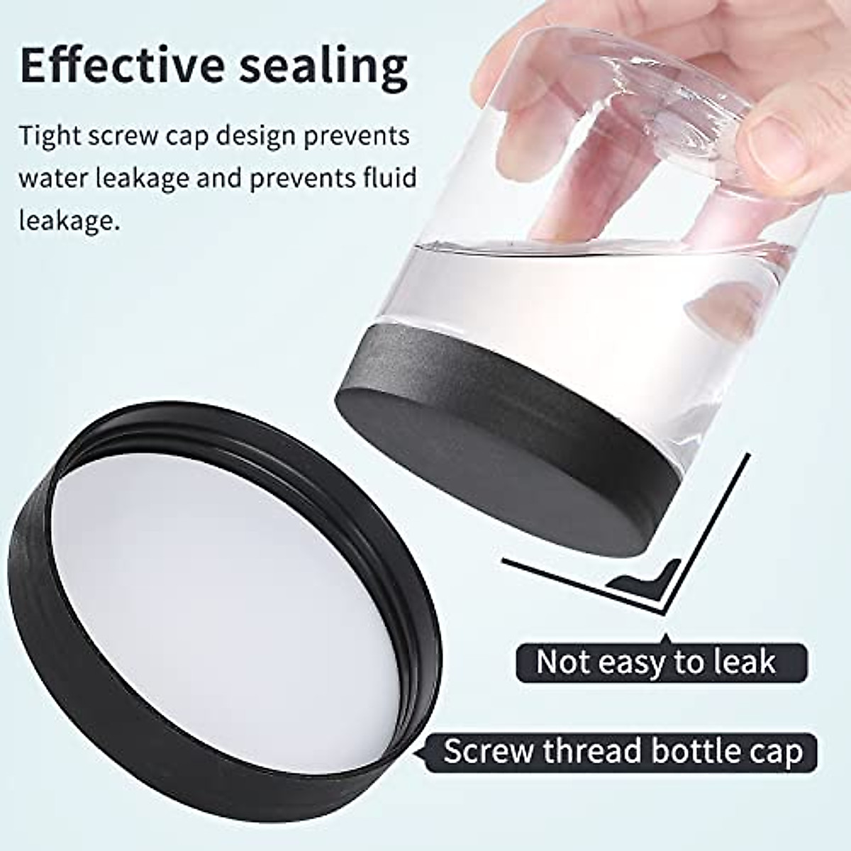 OUSHINAN 36PCS 8OZ Plastic Jars with Screw On Lids, Pen and Labels Refillable Empty Round Slime Cosmetics Containers for Storing Dry Food, Makeup, Slime, Honey Jam, Cream, Butter, Lotion (Black)