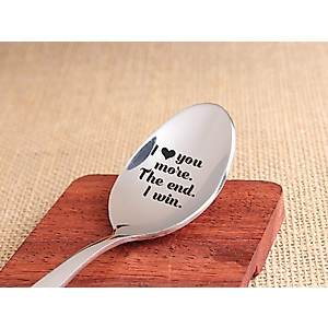 Weefair Christmas Gifts | Love You More The End I Win | Valentines Day Anniversary Wedding Engagement Gifts | Long Distance Gifts | Engraved 7 Inches Stainless Steel Spoon