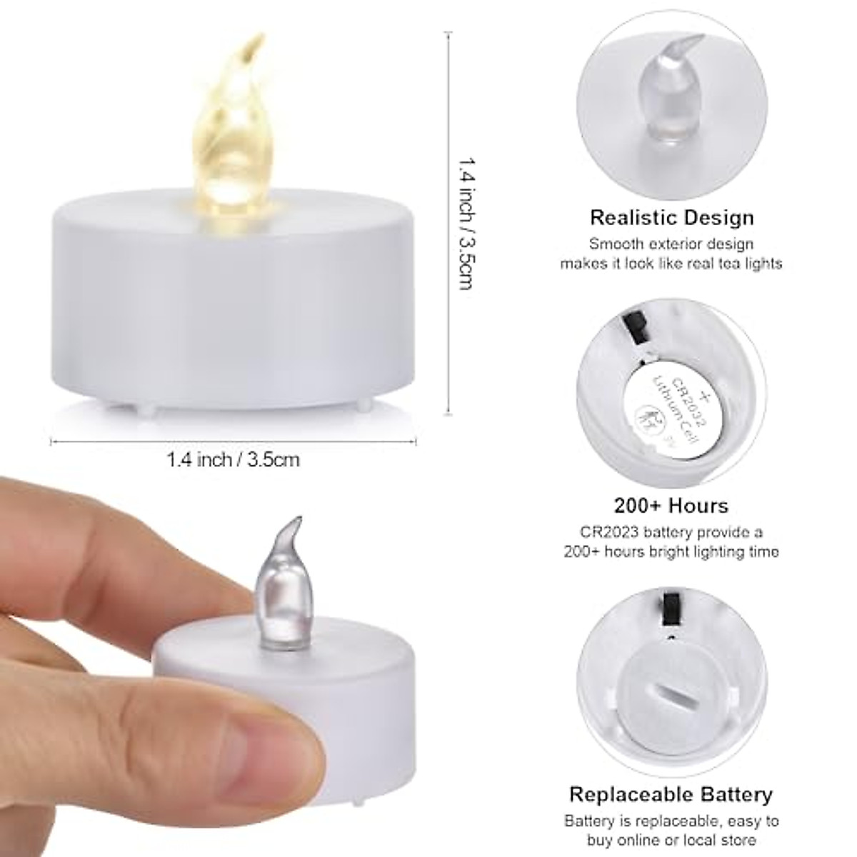 Battery Operated Tea Light Candles:150 Pack Flameless LED Realistic Flickering Candles 200+ Hours Electric Fake Candle in Warm White Ideal for Party, Wedding, Birthday, Gifts and Home Decoration