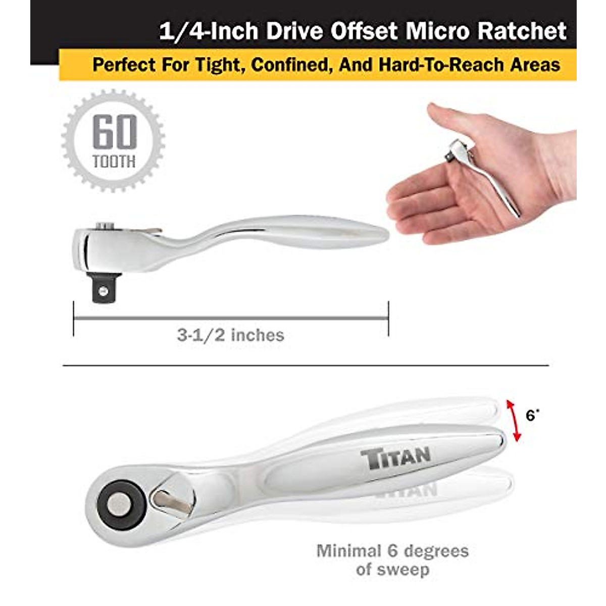 Titan 11203 2-Piece Offset Micro Ratcheting Bit Driver and Ratchet Set