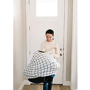 Baby Car Seat Cover Canopy and Nursing Cover Multi-Use Stretchy 5 in 1 Gift "Ledger" by Copper Pearl