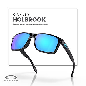 Oakley Holbrook OO9102 9102F5 57MM Polished Black/Prizm Sapphire Square Sunglasses For Men + BUNDLE Accessory Leash Kit+ BUNDLE with Designer iWear Eyewear Kit