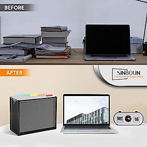 Sinboun Hanging File Organizer Letter-Size File Holder Filing Box Includes 5 Hanging Folders - Metal Mesh Magazine Book Letter Storage Cabinets File Cart for Office Home School, No Assembly Required