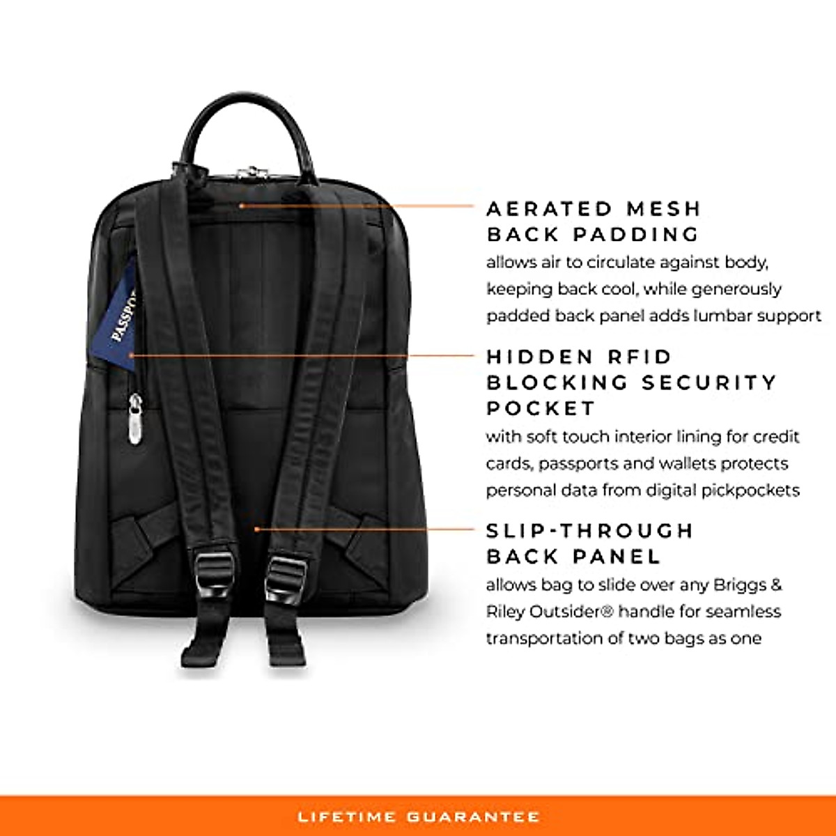 Briggs & Riley Rhapsody-Slim Backpack, Black, One Size