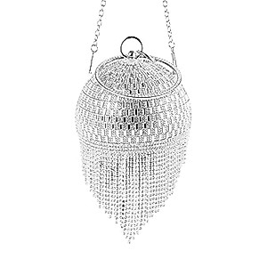 Lanpet Women Round Ball Crystal Evening Clutch Purse Tassel Wedding Party Handbags