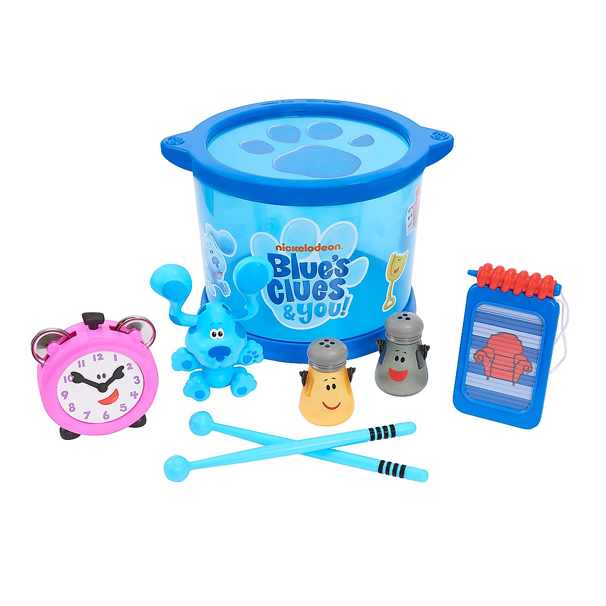 Blue's Clues & You! Musical Drum Set, Kids Toy Instruments, Drum, Tambourine, Washboard, Clackers, Shakers, Kids Toys for Ages 3 Up by Just Play