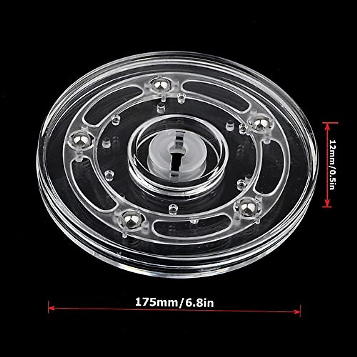 Kepfire Clear Acrylic Lazy Susan Turntable 7 inch Organizer Ball Bearing Revolving Display Base Kitchen Spice Rack Cake Makeup Table Decorating