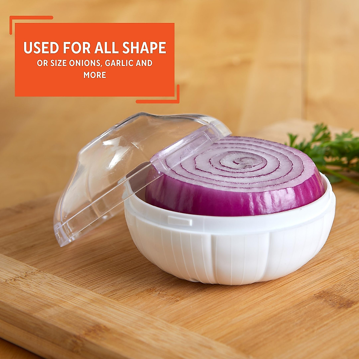 IMUSA USA IMU-71206 Onion & Garlic Saver/Container with Clear Cover, 4", White