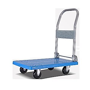 Generic Push Cart Dolly Platform Truck Thicken Hand Cart with 360 Degree Swivel Wheels and Foldable Handle Silent for Shopping Lage Moving Trolley Platform Tr, 88*58