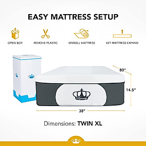 DynastyMattress 14.5-Inch CoolBreeze Plush Medium Soft Gel Memory Foam Mattress Bed (Split-Calking), USA Made