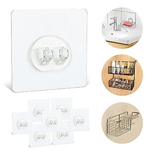 8 Pack Shower Caddy Adhesive Hooks Replacement, Strong sticker Single Hooks for Bathroom Shower Caddy Corner Shelf basket Soap Dish adhesive hanging Hooks, No Drilling Wall Shower Kitchen Accessories
