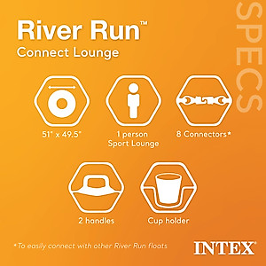 Intex River Run Connect 1 Person Inflatable Water Raft (4 Pack) Bundled with River Run II 2 Person Inflatable Floating Lounge with Cooler
