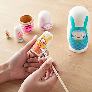 Juvale 5 Piece Set of Unpainted Blank Russian Nesting Dolls for DIY Crafts, Art Projects