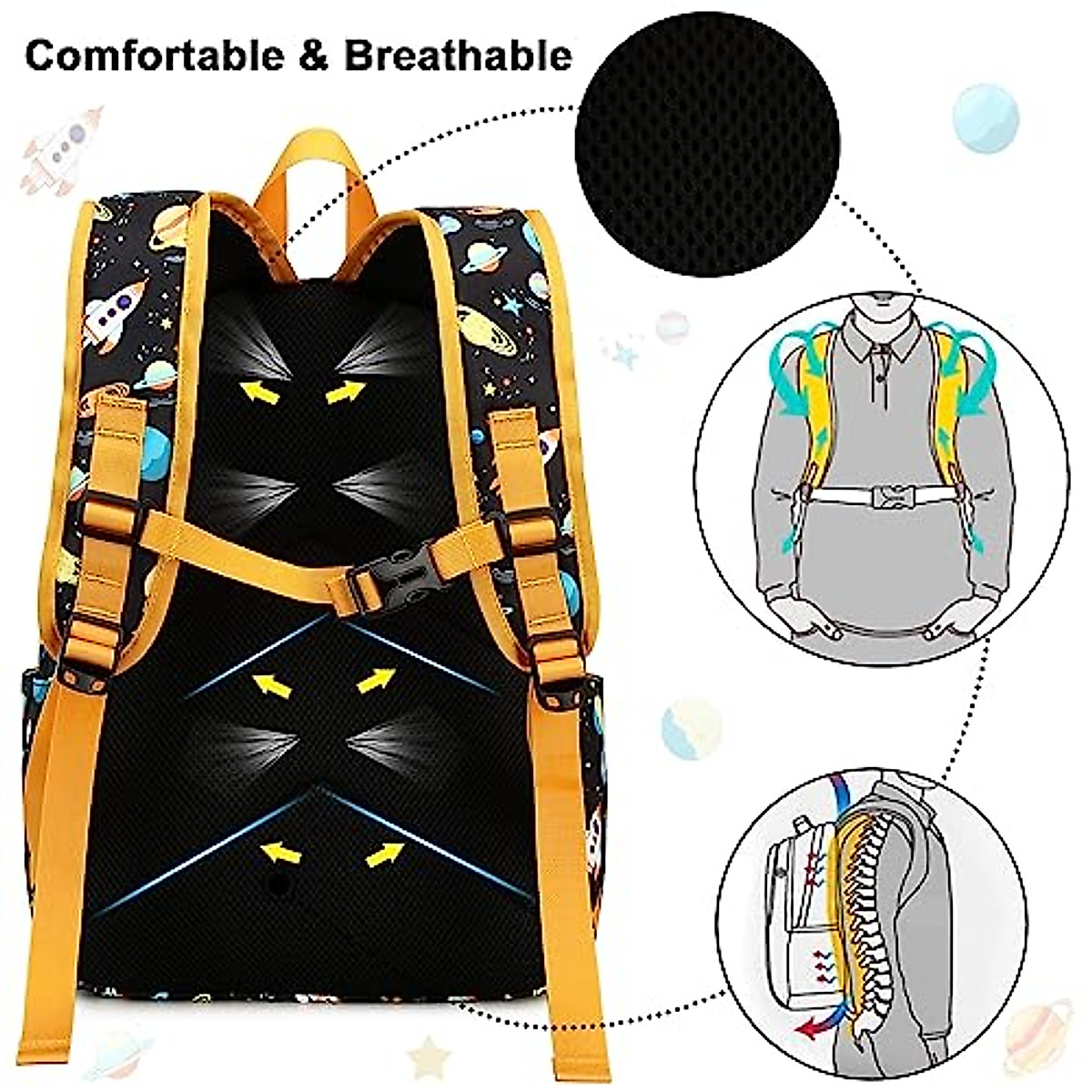 CAMTOP Kids Backpack Preschool Kindergarten Bookbag Toddler School Bag for Age 3-8 Boys and Girls(Rocket Planet)