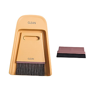COLLBATH Desktop Dustpan and Mini Broom Durable Handheld Broom and Dustpan for Home and Office Cleaning Multifunctional Yellow Cleaning Tools