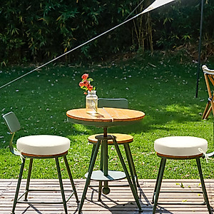 SK Studio Round Outdoor Chair Cushions for Patio Furniture, Set of 2 Waterproof Patio Chair Cushion with Adjustable Ties for Garden Sofa Couch, Dark Grey, 18"x18"x2"