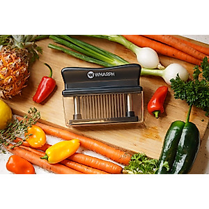 WHARPH Premium Meat Tenderizer - Manual Hand Held Heavy Duty and Dishwasher Safe 48-Blade Stainless Steel Razor Pin Press Kitchen Tool -Great for Tenderizing Beef Pork Chicken BBQ Steak Marinade