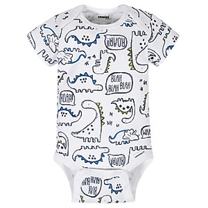 Onesies Brand Baby 3 Onesies 3 Pants Outfit Bundle Mix n Match Newborn to 12M, Grey Green Camo Dino, 0-3 Months