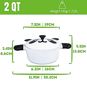 Panda-Shaped Nonstick Casserole Pot with Aluminum Lid, 7-Inch, 2QT Capacity, Double Handle, Compatible with All Cooktops – Cute and Functional for Home and Restaurant Use, PFOA Free
